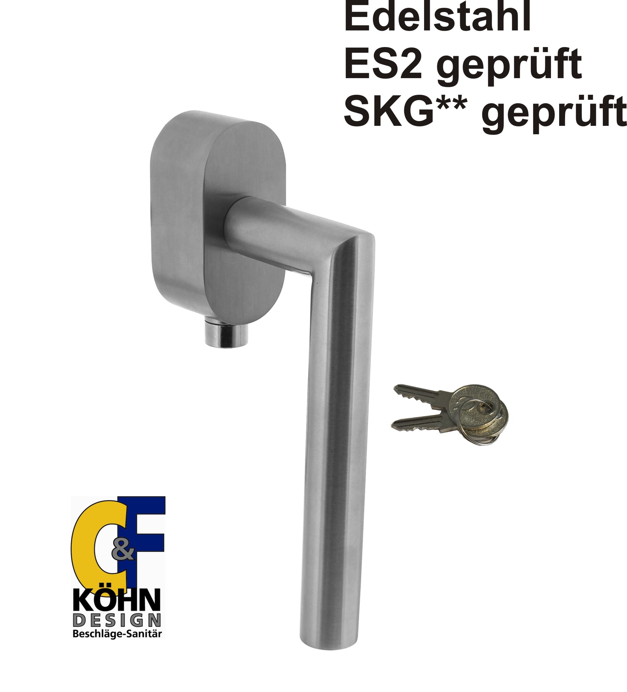 C&F Köhn abschließbarer Fenstergriff ES2 geprüft L-Form V2 Edelstahl ...